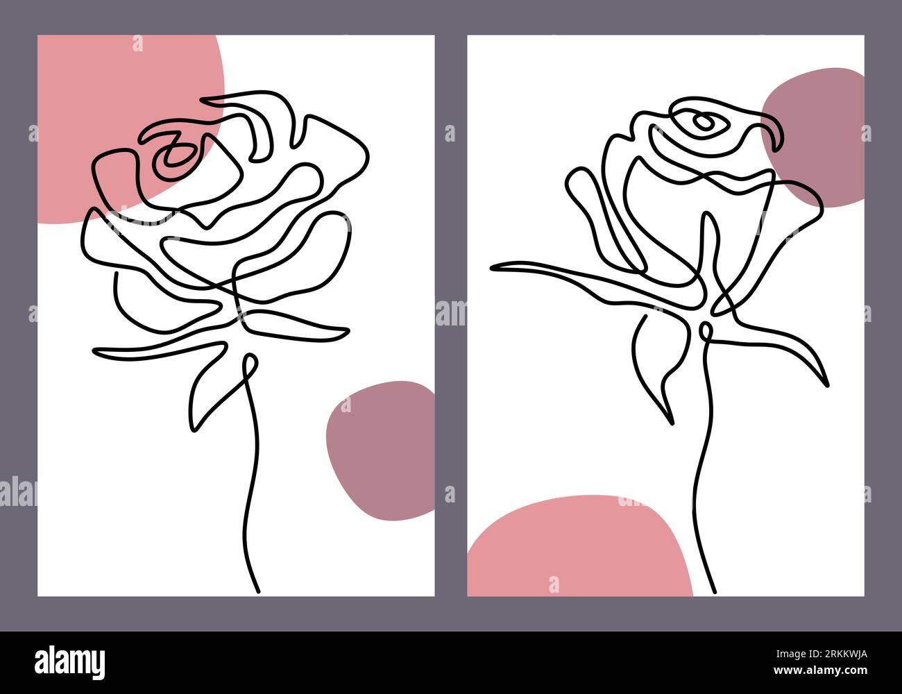 Flower line art drawing set, continuous line hand drawn minimalist ...