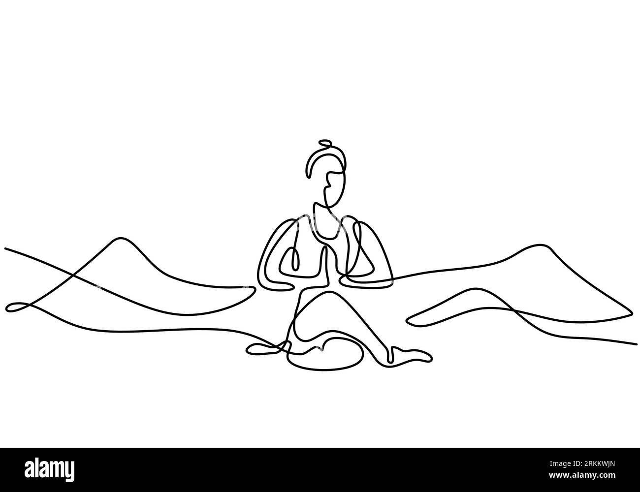 Woman doing yoga continuous line drawing, minimalist wellness activity ... Woman doing yoga continuous line drawing, minimalist wellness activity ...