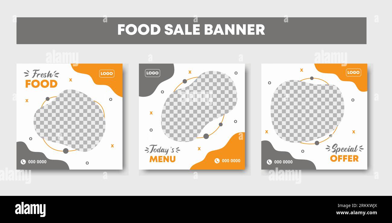 Social media post template for food promotion banner frame. Set of ...