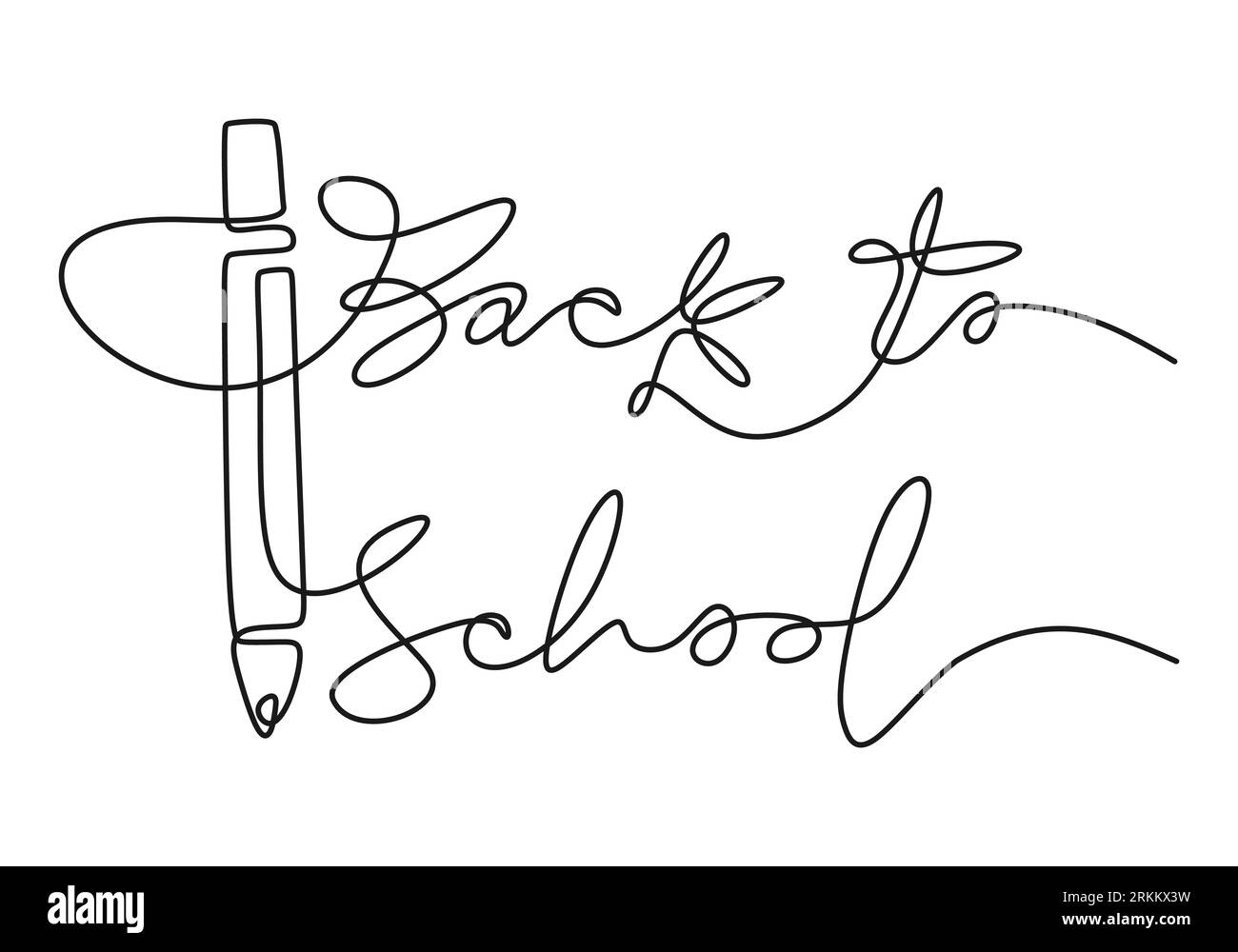 Continuous one line drawing of back to school handwritten words with ...
