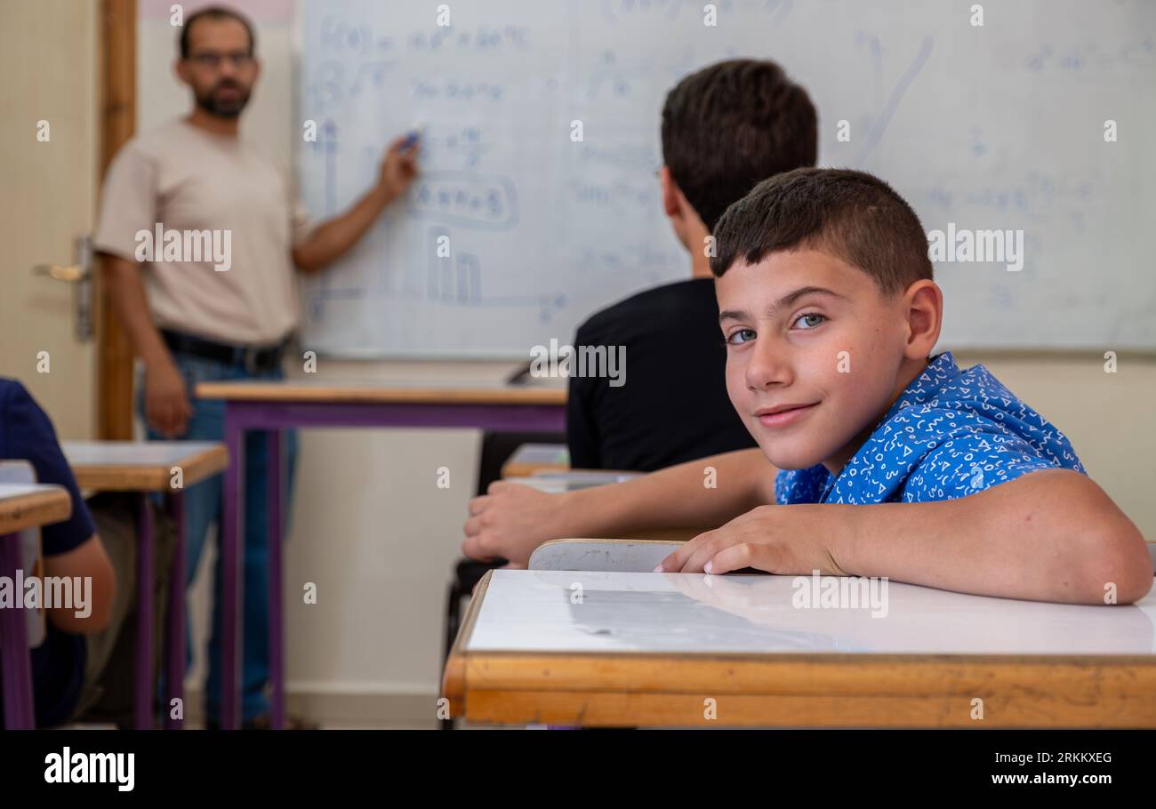 Boy studying in school with his colleagues Stock Photo - Alamy