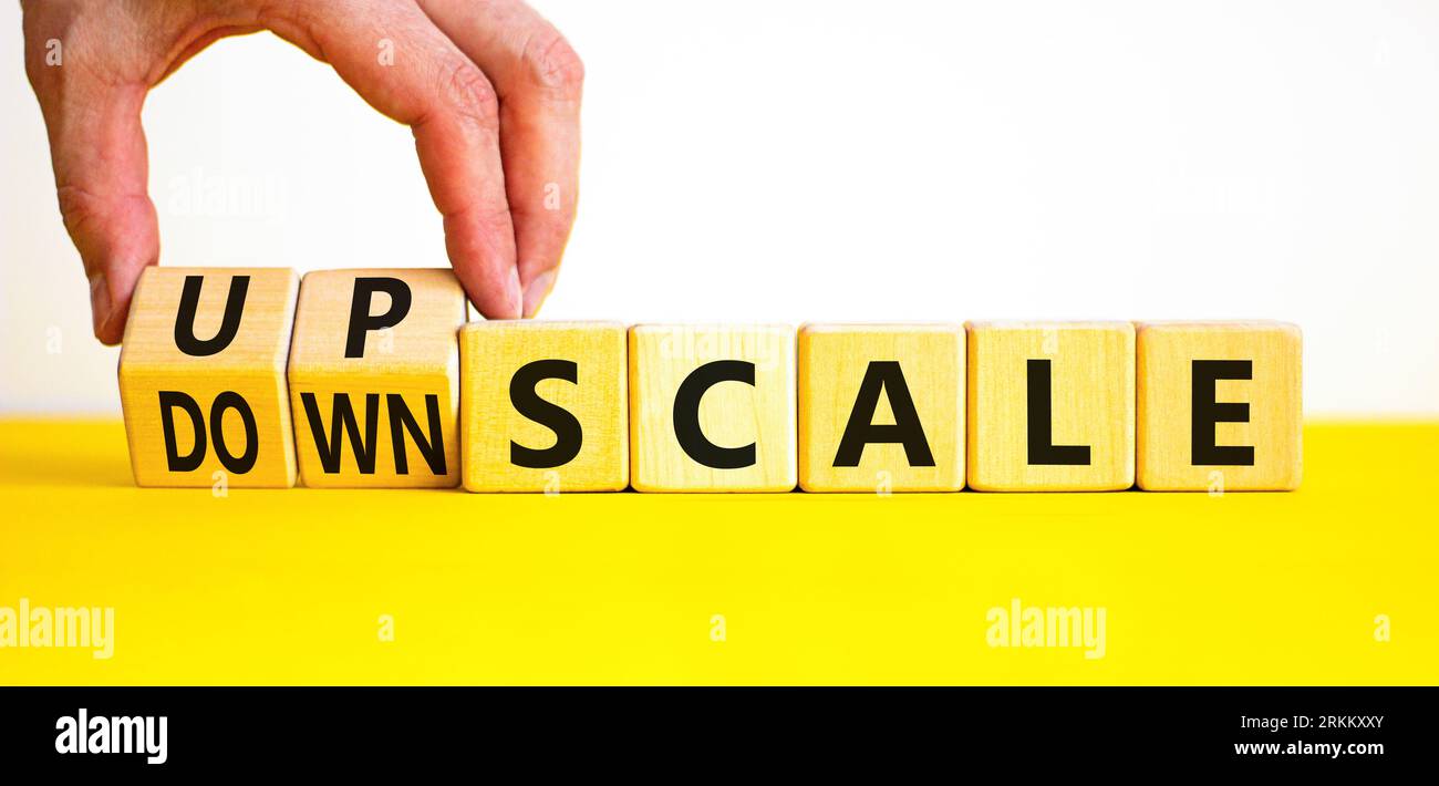 Upscale or downscale symbol. Concept words Upscale or Downscale on ... Upscale or downscale symbol. Concept words Upscale or Downscale on ...