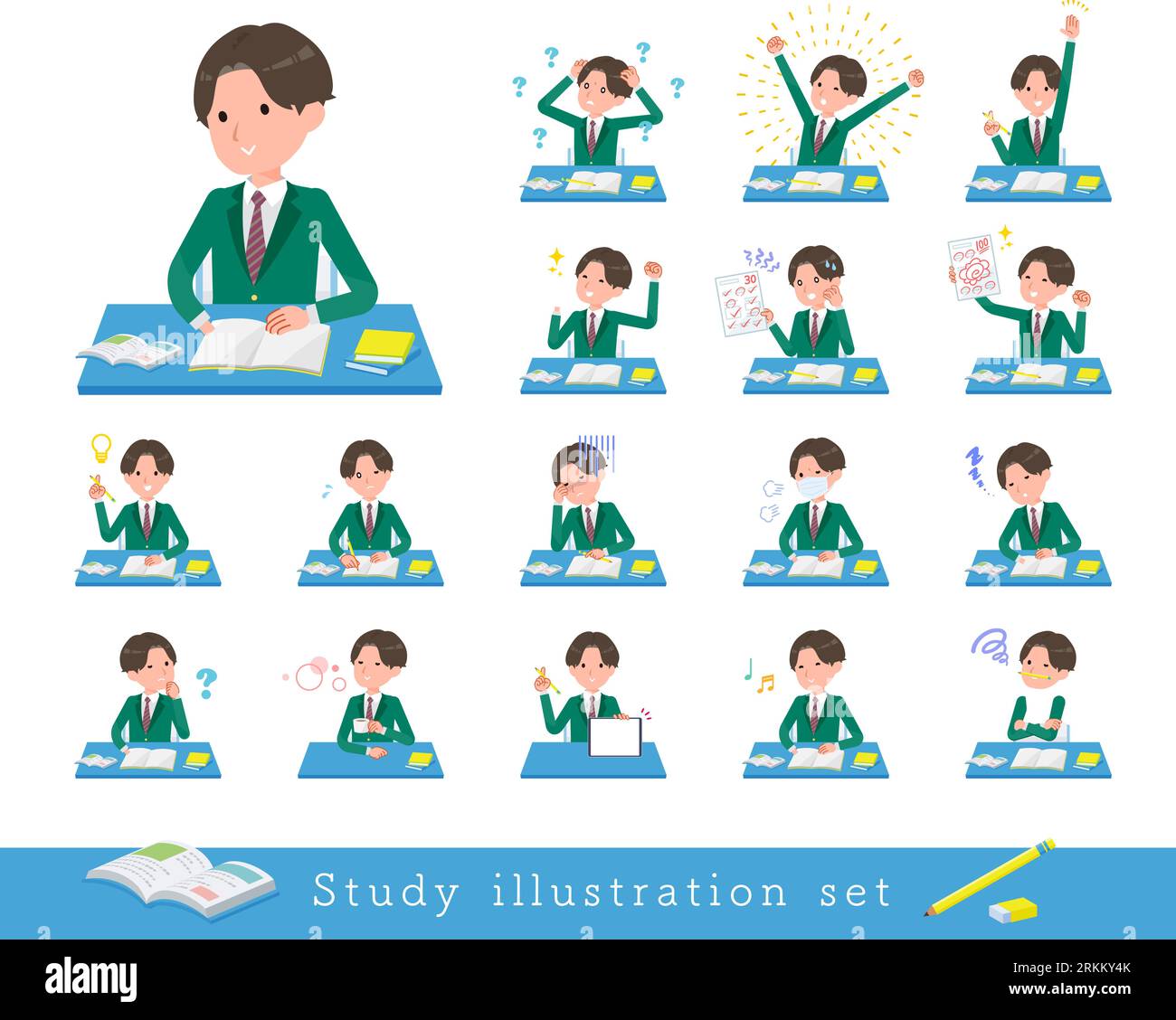 A set of blazer schoolboy on study.It's vector art so easy to edit ...