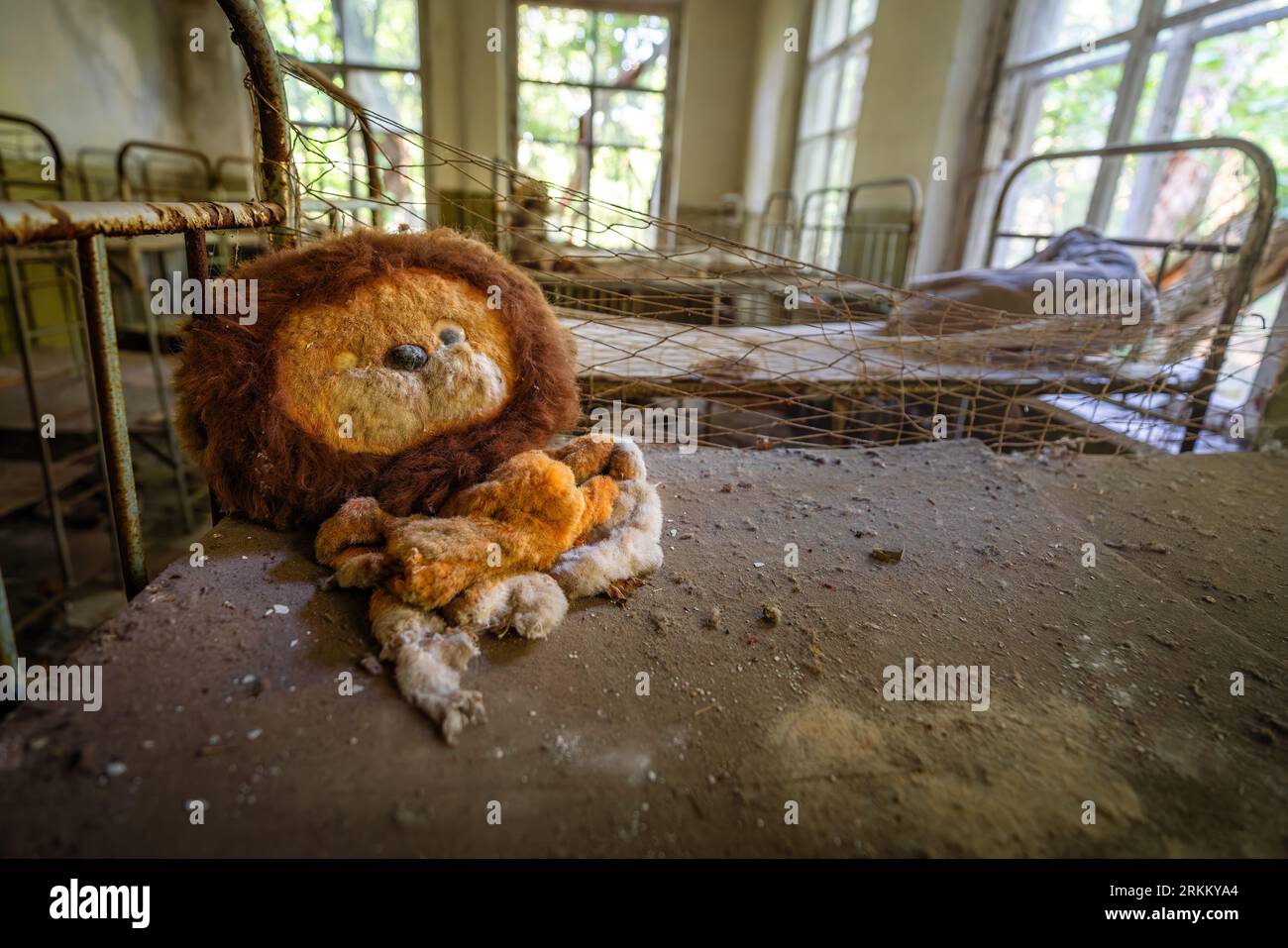 Stuffed Lion Toy at Abandoned Kindergarten - Kopachi Village, Chernobyl ...