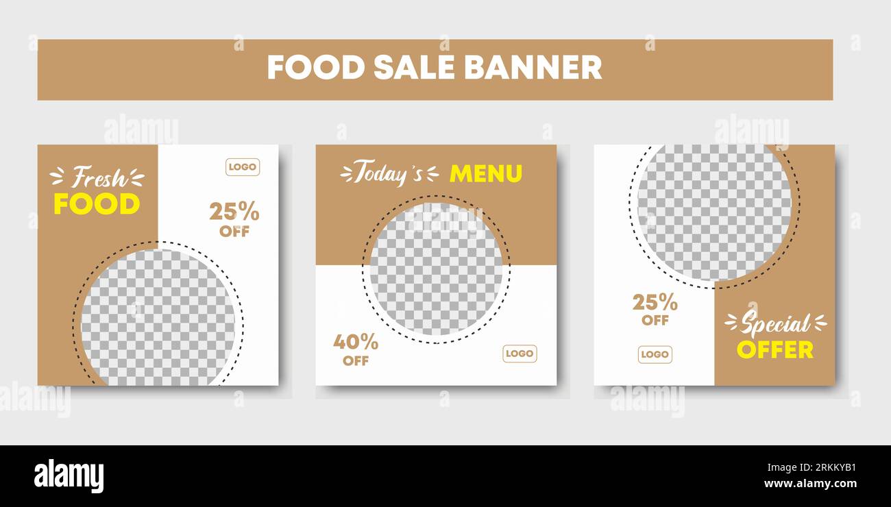 Social media post creative vector set for promotions on the food menu ...