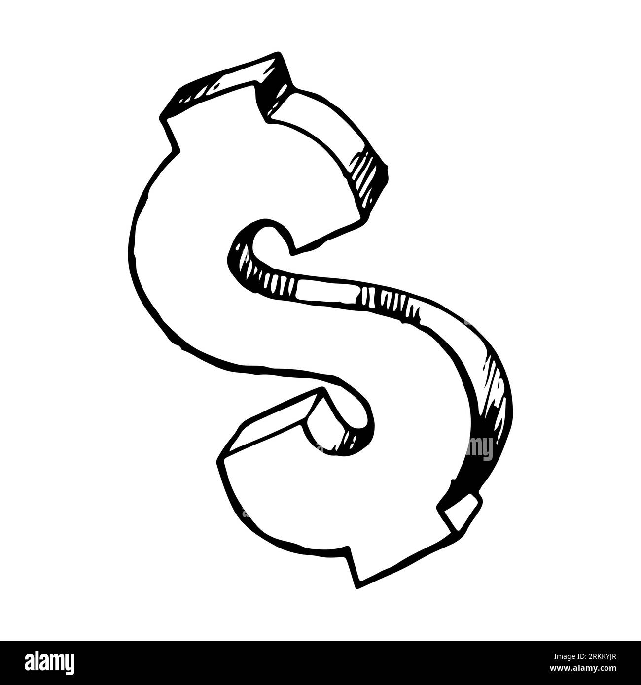 Dollar symbol sketch icon isolated on white background. Dollar sign 3D ...