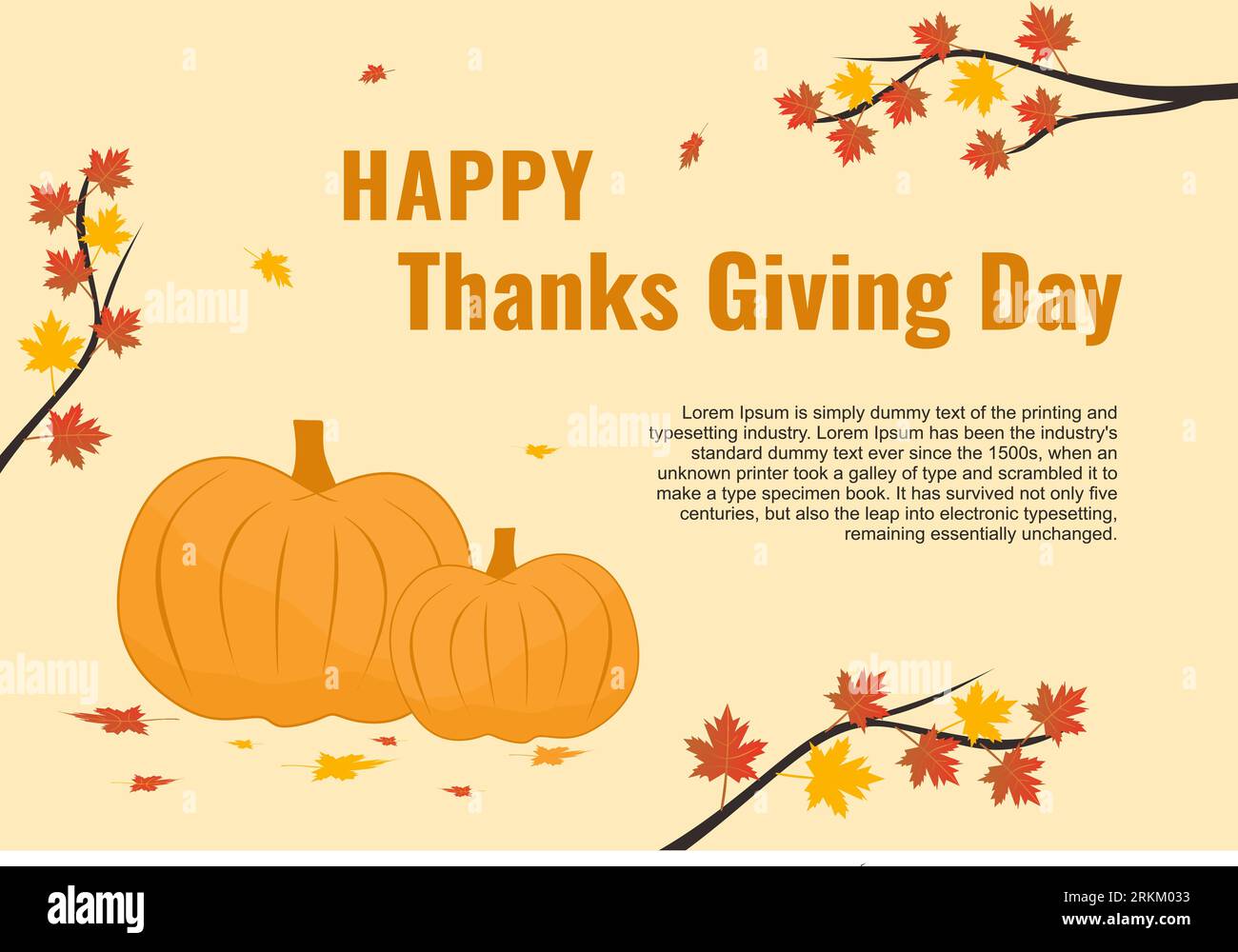 Happy Thanksgiving Day banner. Thanksgiving celebration with pumpkins ...