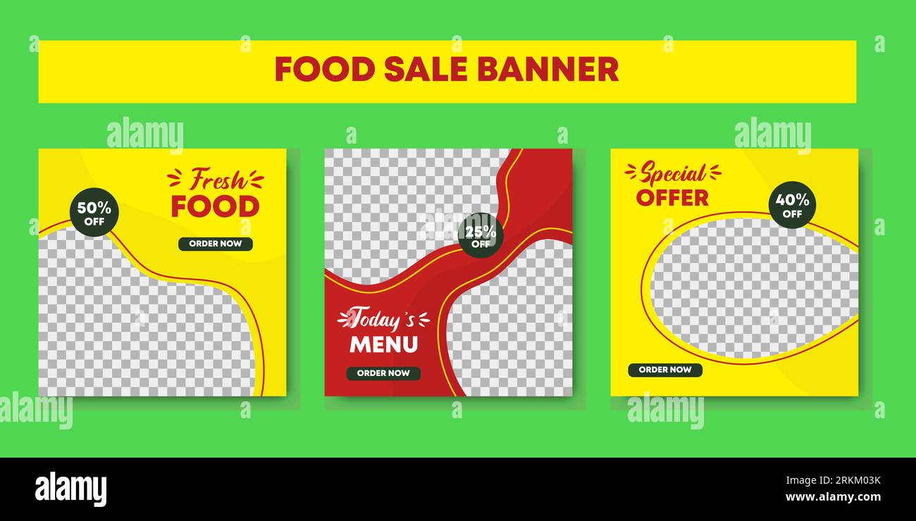 Food menu banner social media post. Set of editable social media post ...