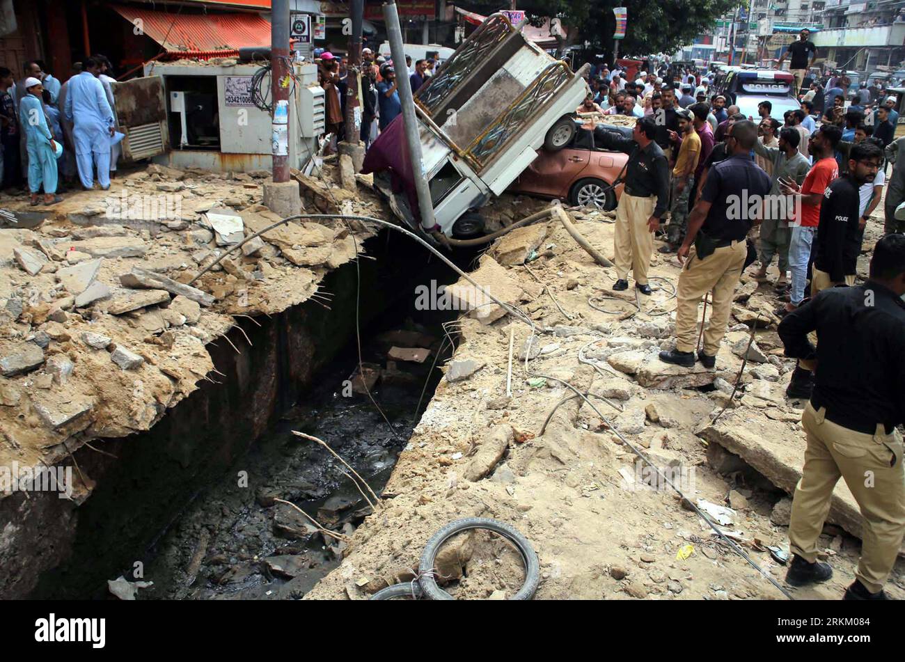 Karachi, Pakistan. 25th Aug, 2023. View of site after gas explosion in ...