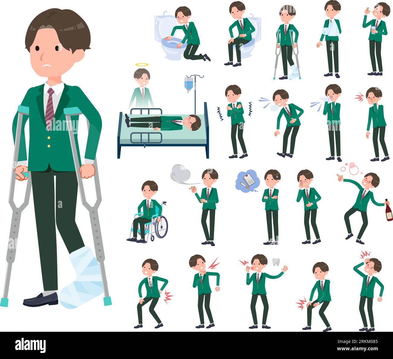 A set of blazer schoolboy with injury and illness.It's vector art so ...