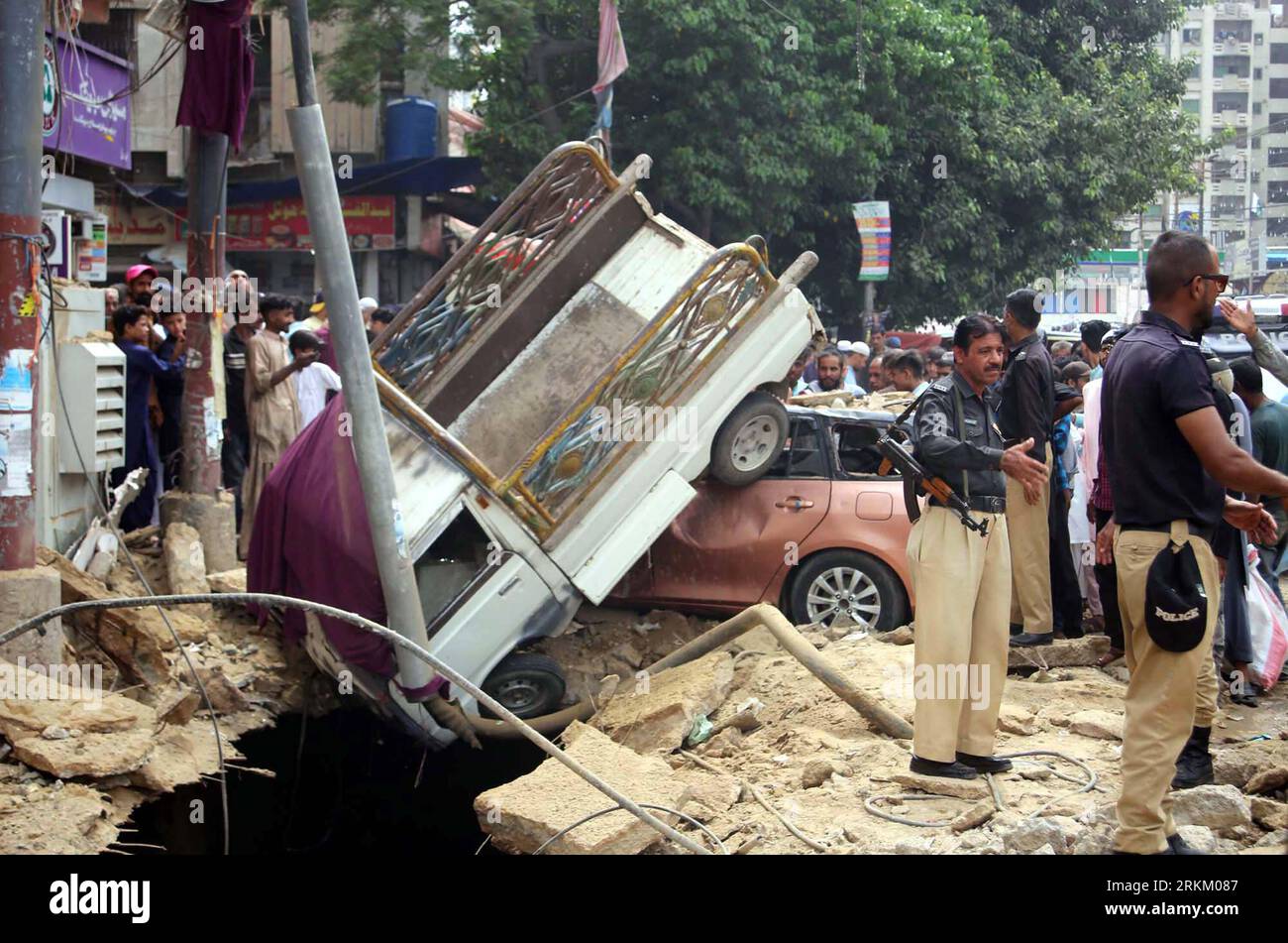Karachi, Pakistan. 25th Aug, 2023. View of site after gas explosion in ...
