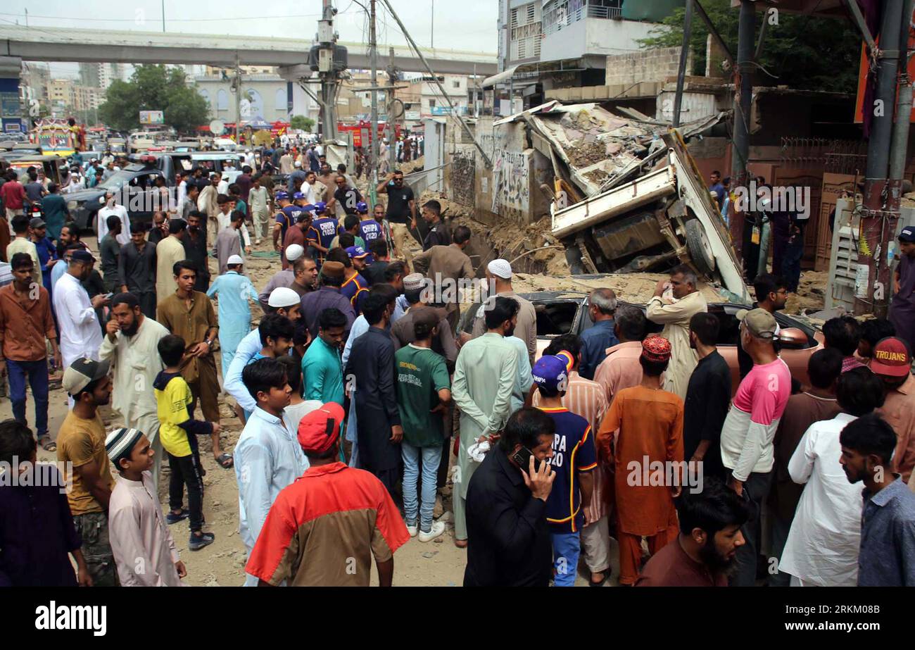 Karachi, Pakistan. 25th Aug, 2023. View of site after gas explosion in ...