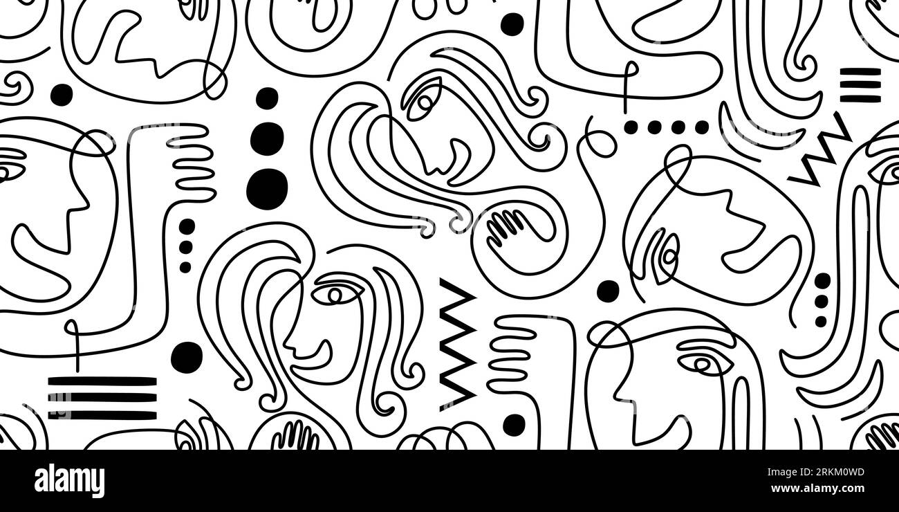 Abstract Poster With Minimal Woman Face One Continuous Line Drawing