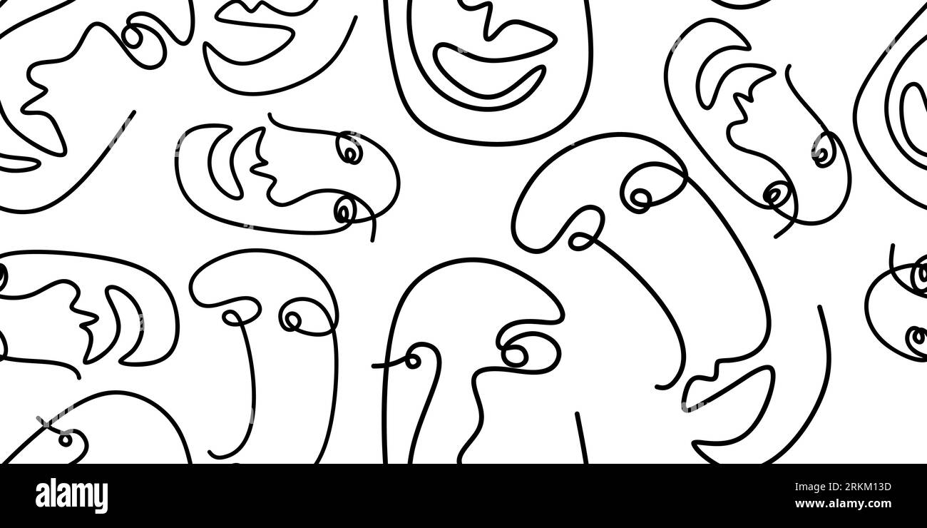 Abstract one line drawing masks and faces vector design isolated ... Abstract one line drawing masks and faces vector design isolated ...