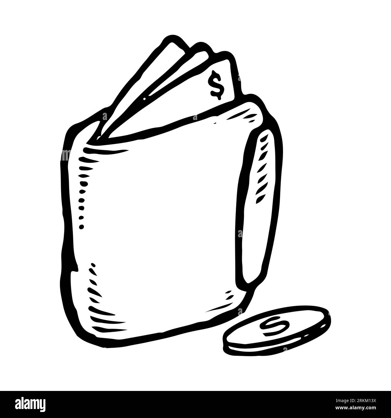 Wallet with dollar money sketch of wallet full of cash wallet with ...