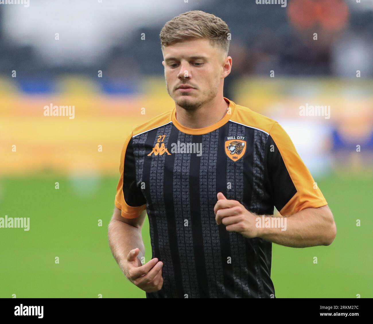 Regan Slater #27 of Hull City in the pregame warmup session during the ...