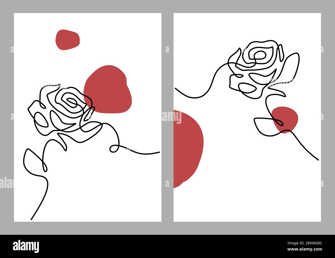 Flower line art drawing set, continuous line hand drawn minimalist ...
