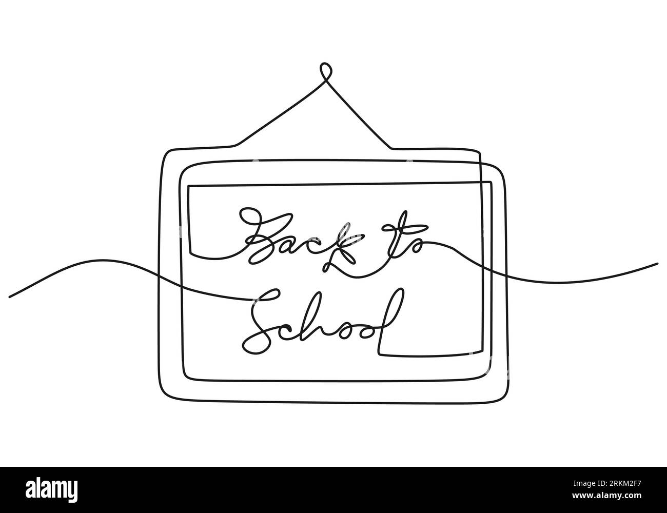 Continuous one line drawing of back to school handwritten words with ...