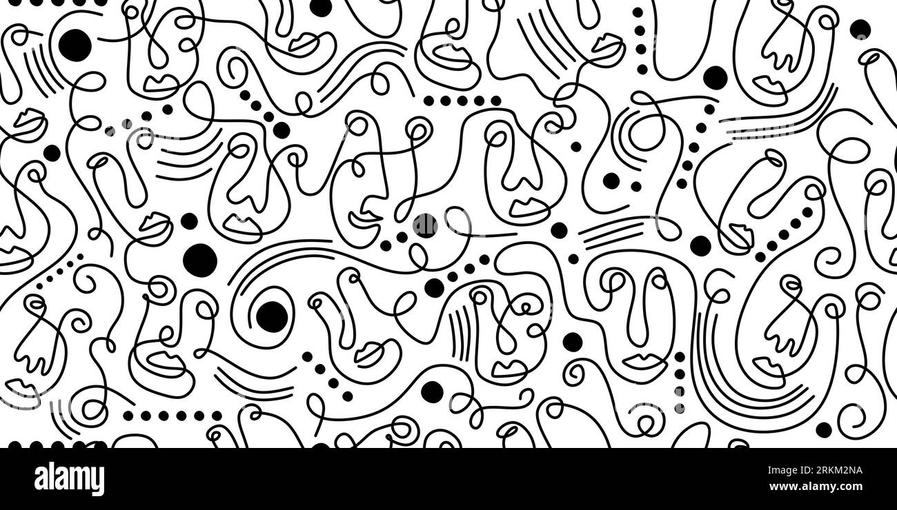 Abstract one line drawing masks and faces vector design isolated ... Abstract one line drawing masks and faces vector design isolated ...