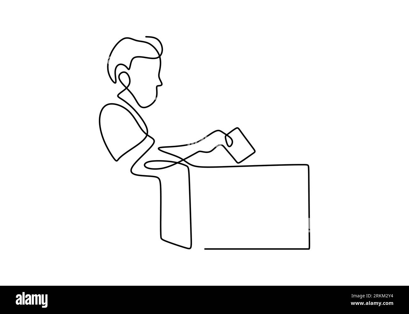 Continuous single line of a man inserting vote paper into box ...