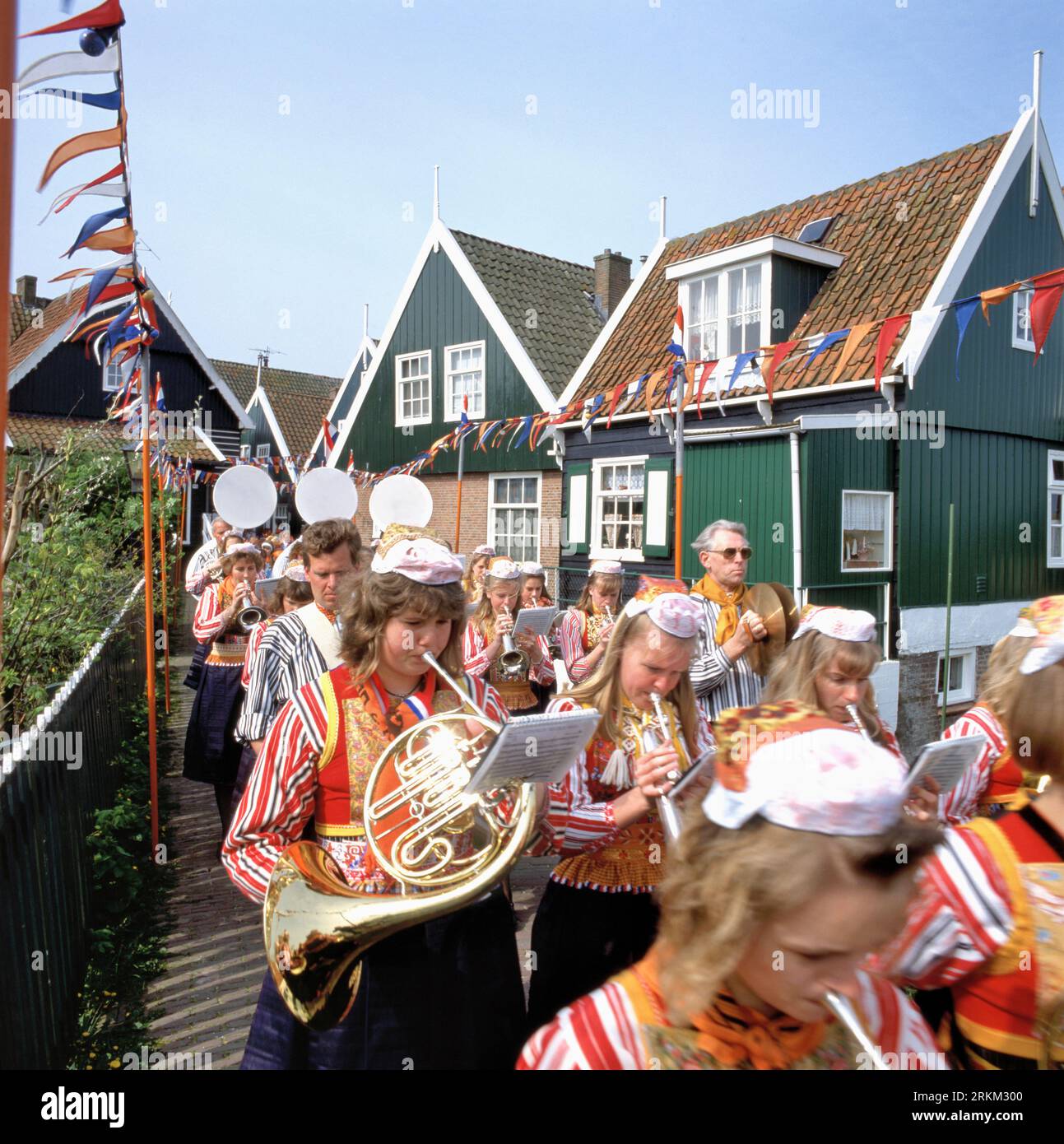 MARKEN NETHERLANDS-APRIL 27 2023: Musical band in traditional dress ...