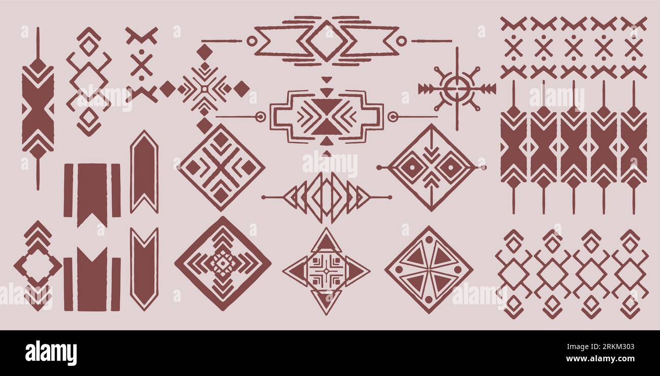 Set of tribal decorative elements isolated on white background ...