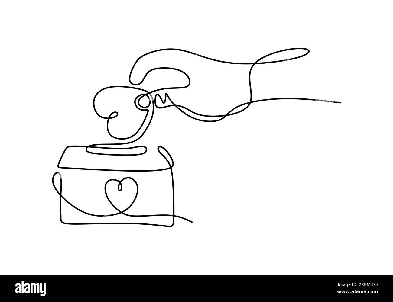 Continuous one line drawing of parent giving love heart shaped to love ...
