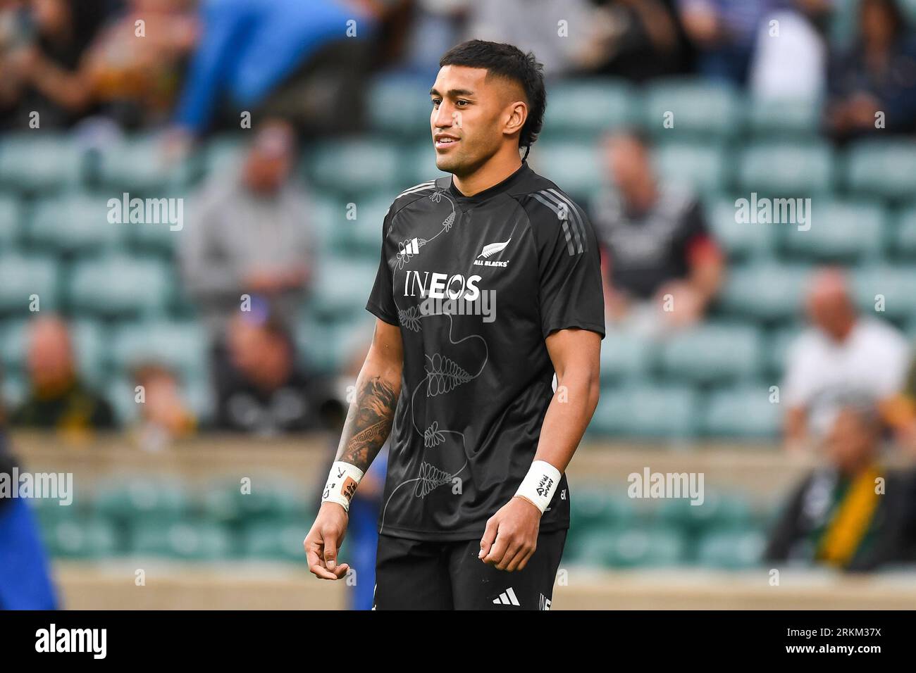 Rieko Ioane of New Zealand during pre match warm up ahead of the ...