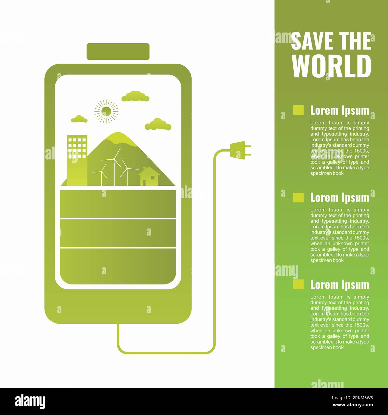 Green energy banner template. Infographic of Save the World ...