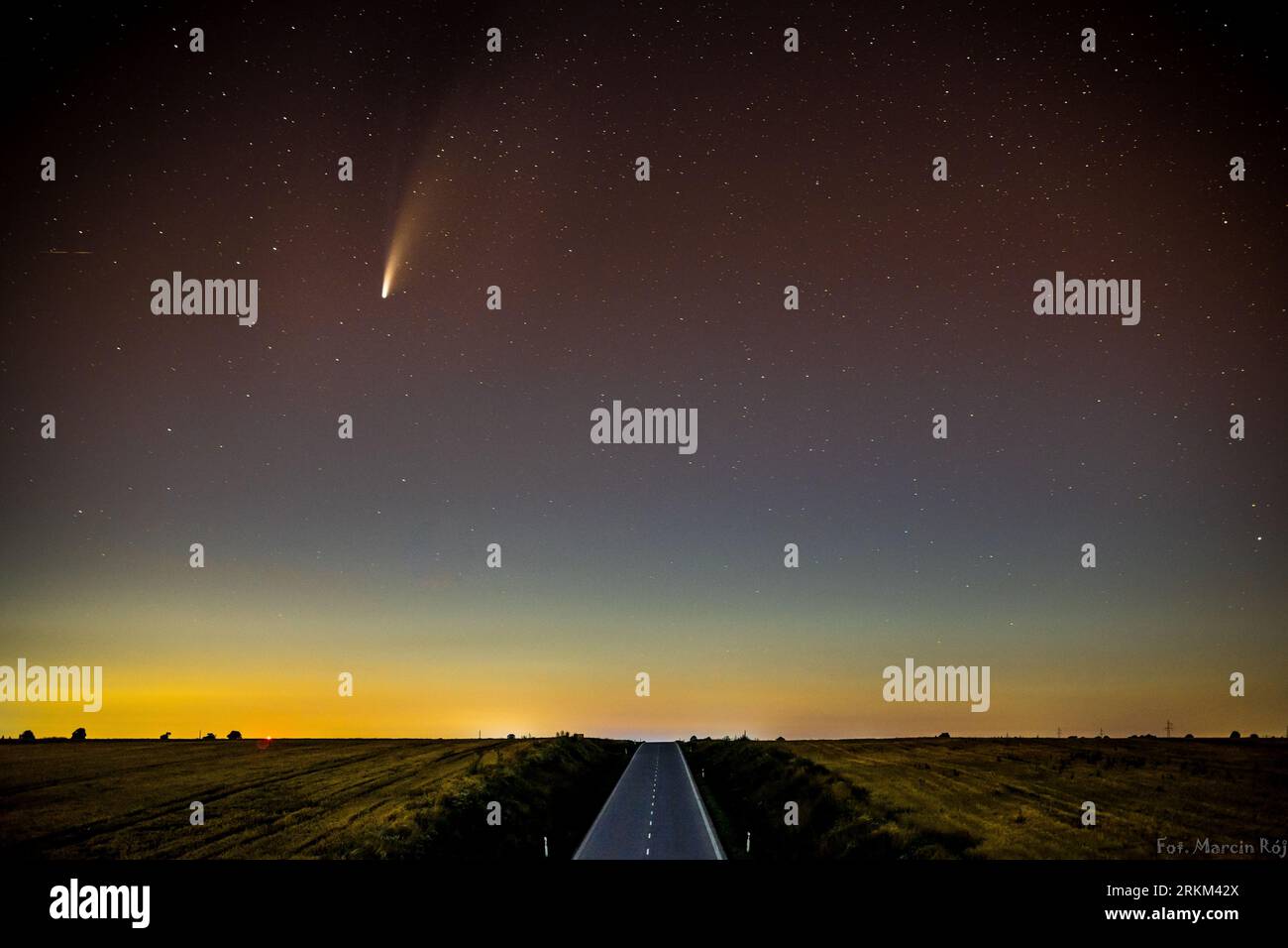 neowise comet over road - comets, meteors, cosmos, neowise, planets, stars Stock Photo - Alamy