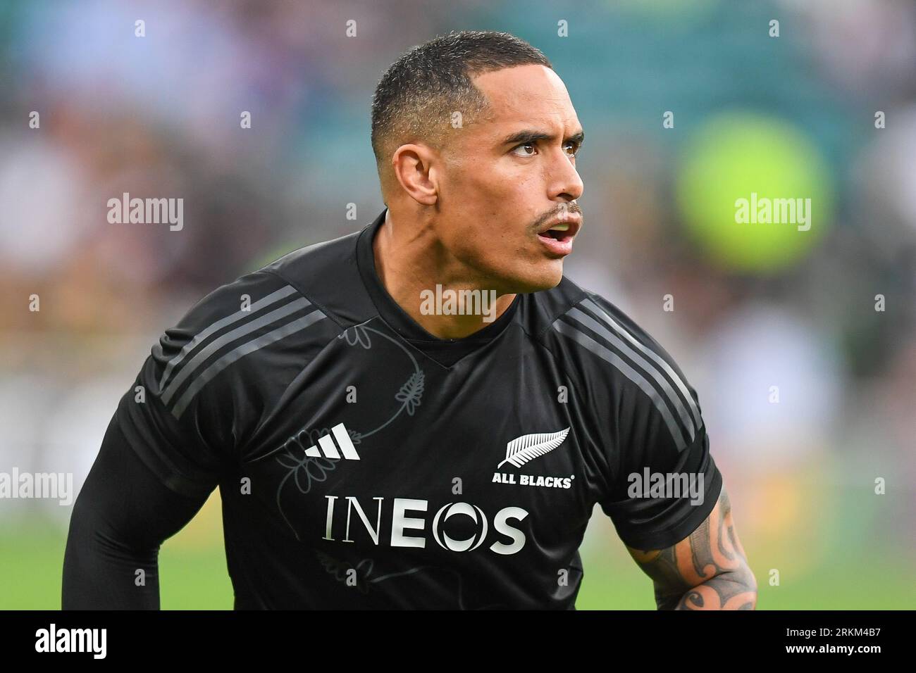 Aaron Smith of New Zealand during pre match warm up ahead of the ...