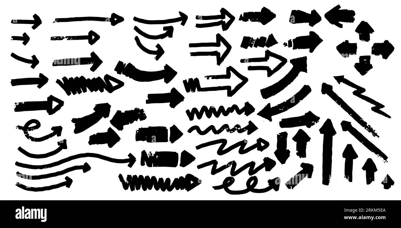 Set of hand drawing arrow use for pictogram pointer or presentation ...