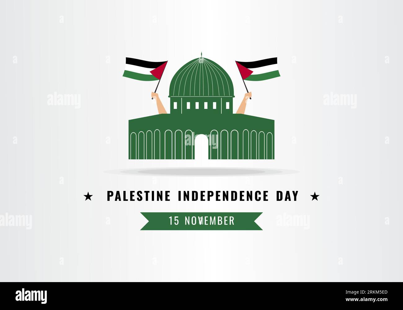 Al-Aqsa Mosque with hand holding flag. Palestine Independent Day. Save ...