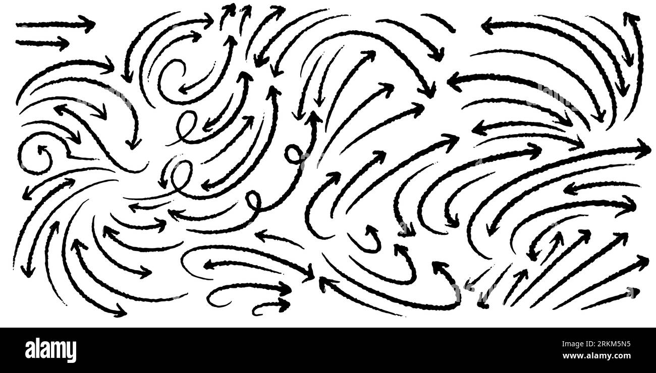 Vector set of hand drawn arrows isolated on white background. Arrow ...