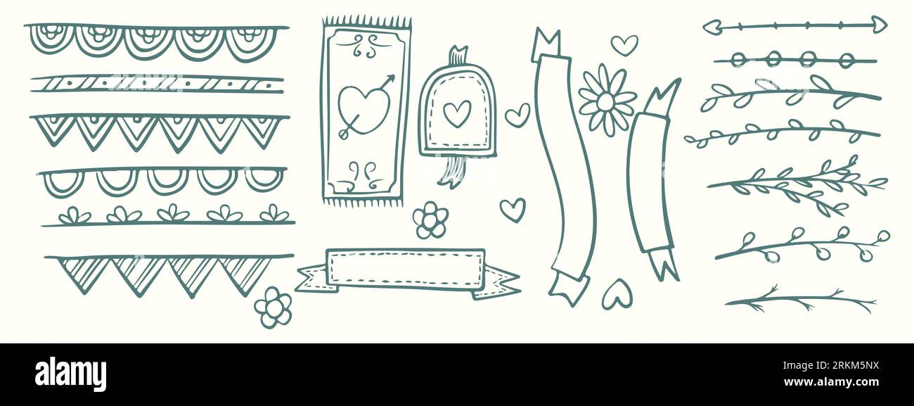 Set of cute hand drawn vintage doodle isolated on white background ...