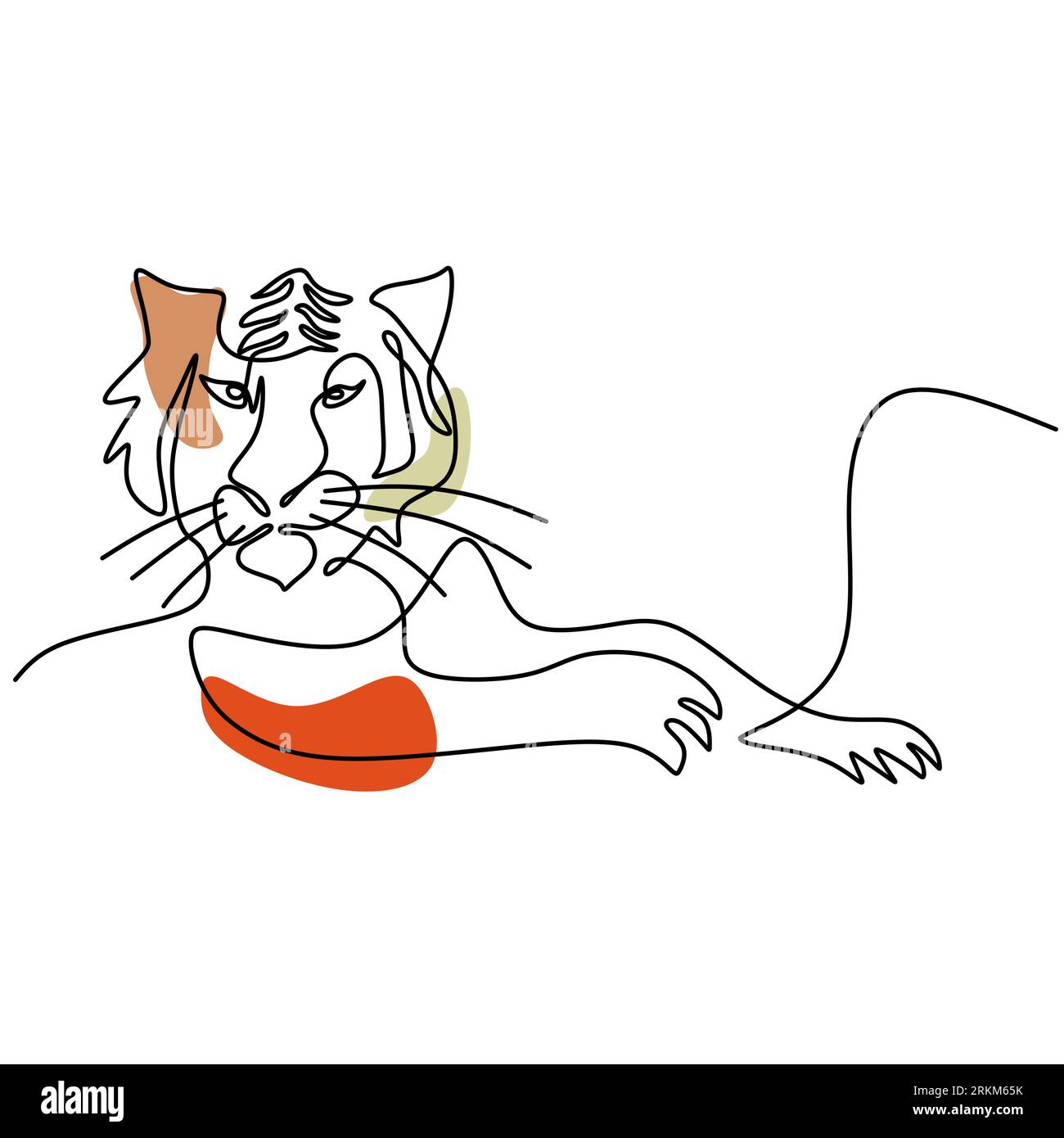 Continuous one line drawing of Tiger head isolated white background ...