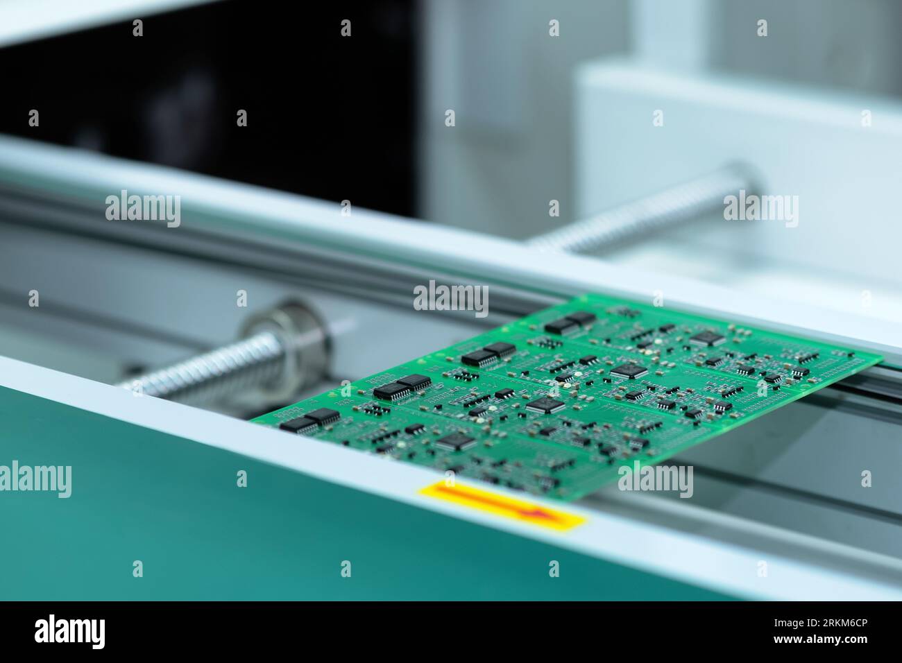 Perm, Russia - June 29, 2023: stage of PCB production on the conveyor ...