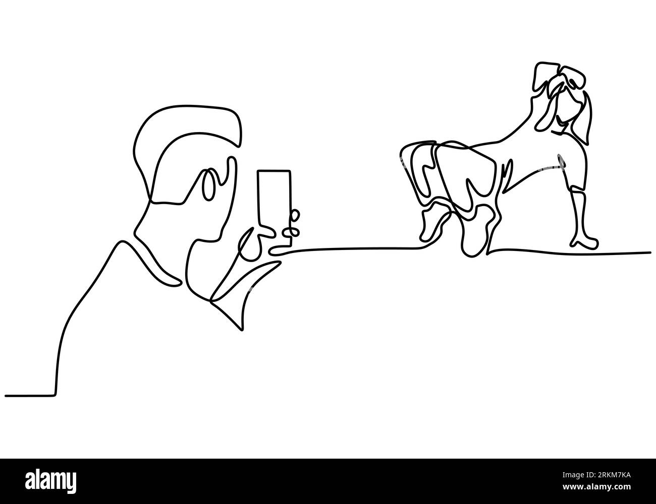 One Continuous Line Drawing Of Man Taking Photo A Woman With Smartphone