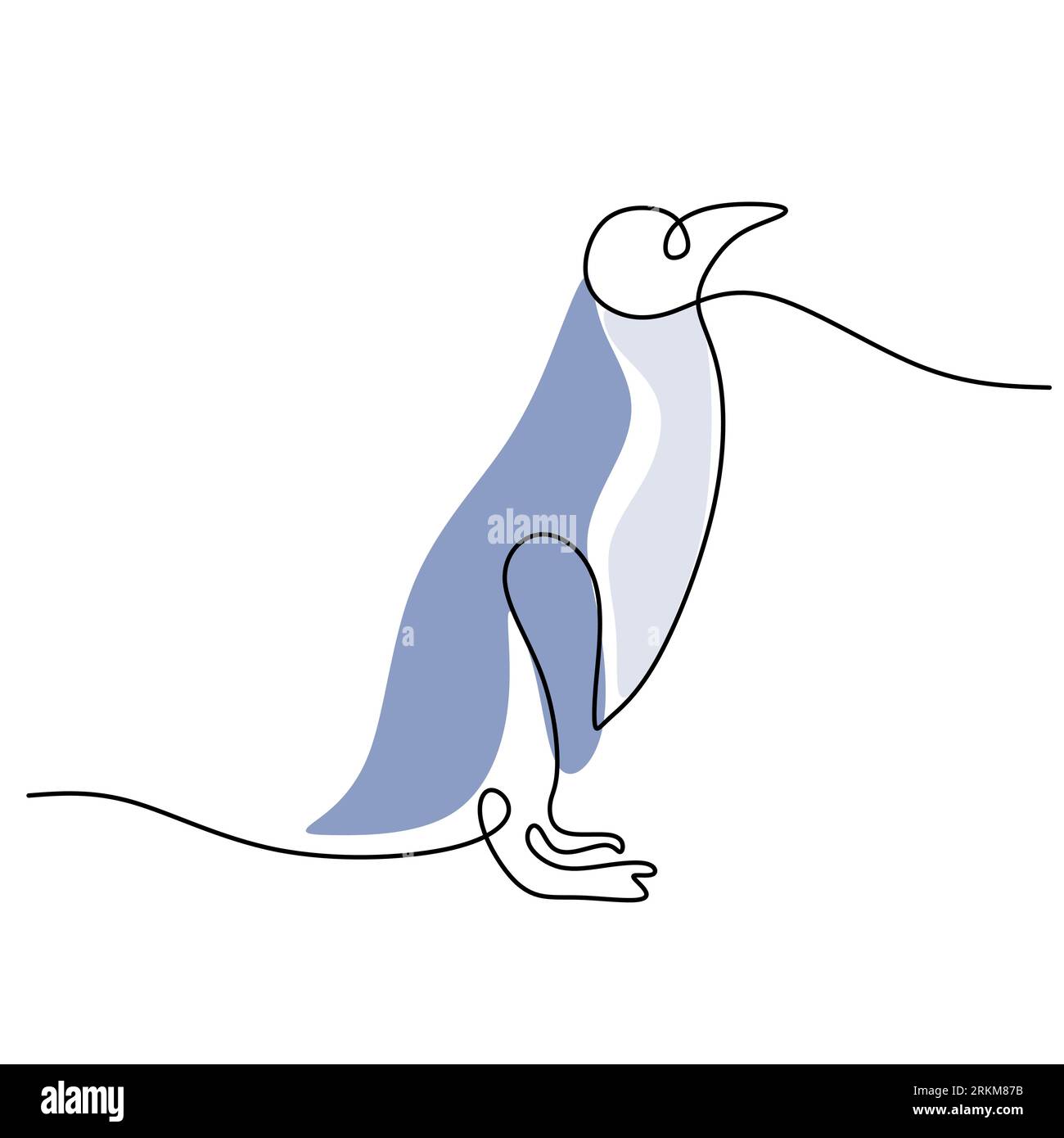 Continuous one line of abstract cute penguin walking poster for ...