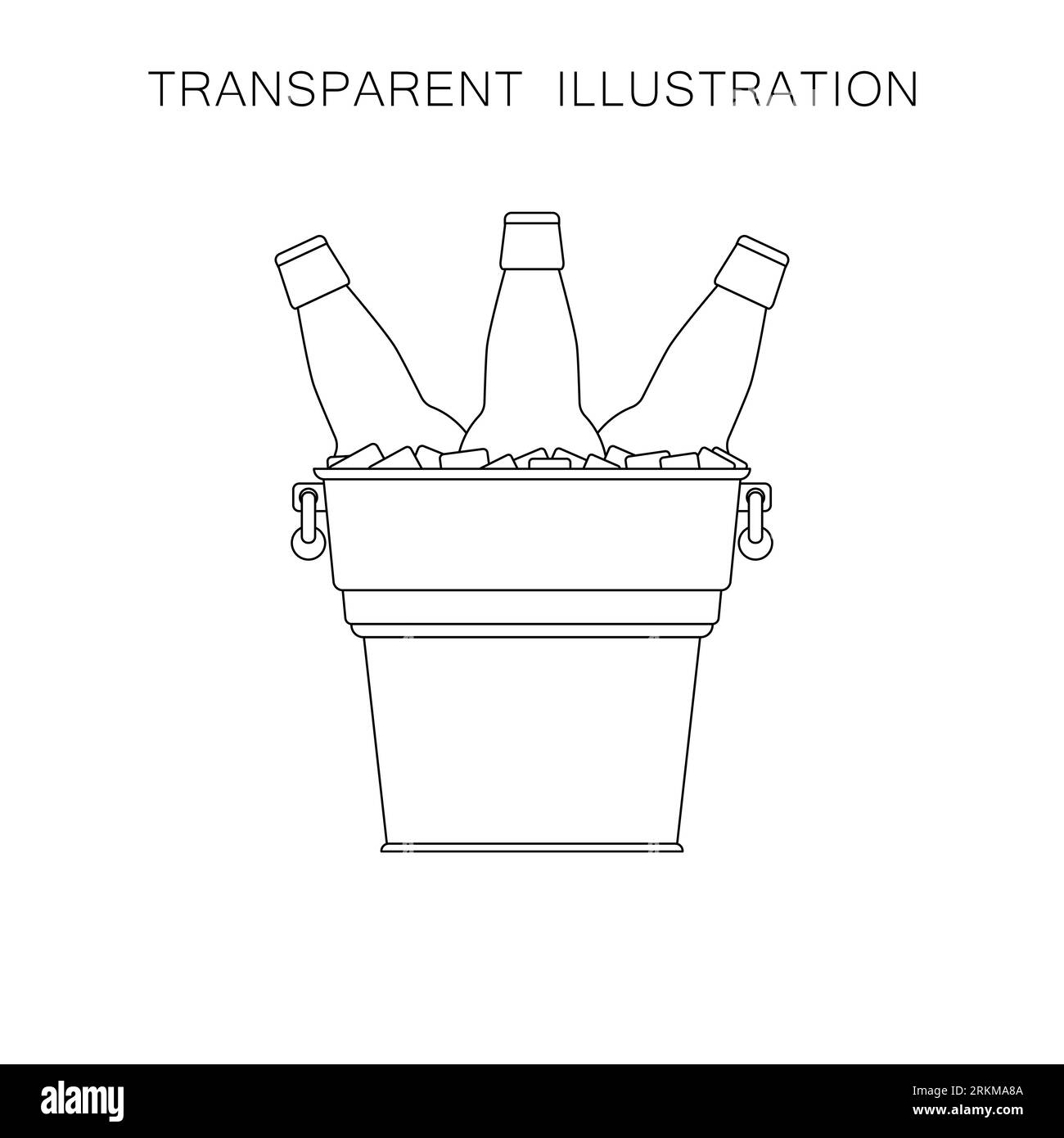 Glass bottles beer in a metal bucket with ice cubes. Vector ...