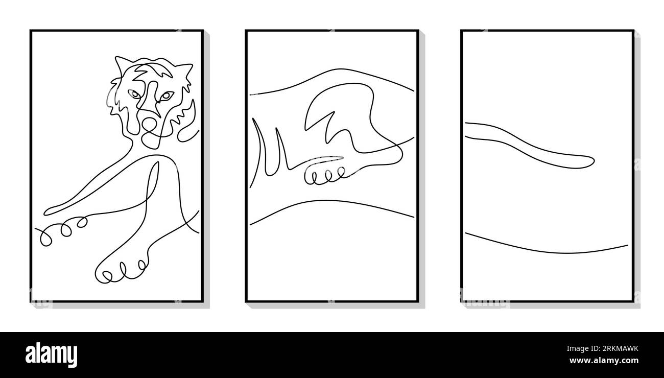 One line continuous three Cut Out Stock Images & Pictures - Alamy