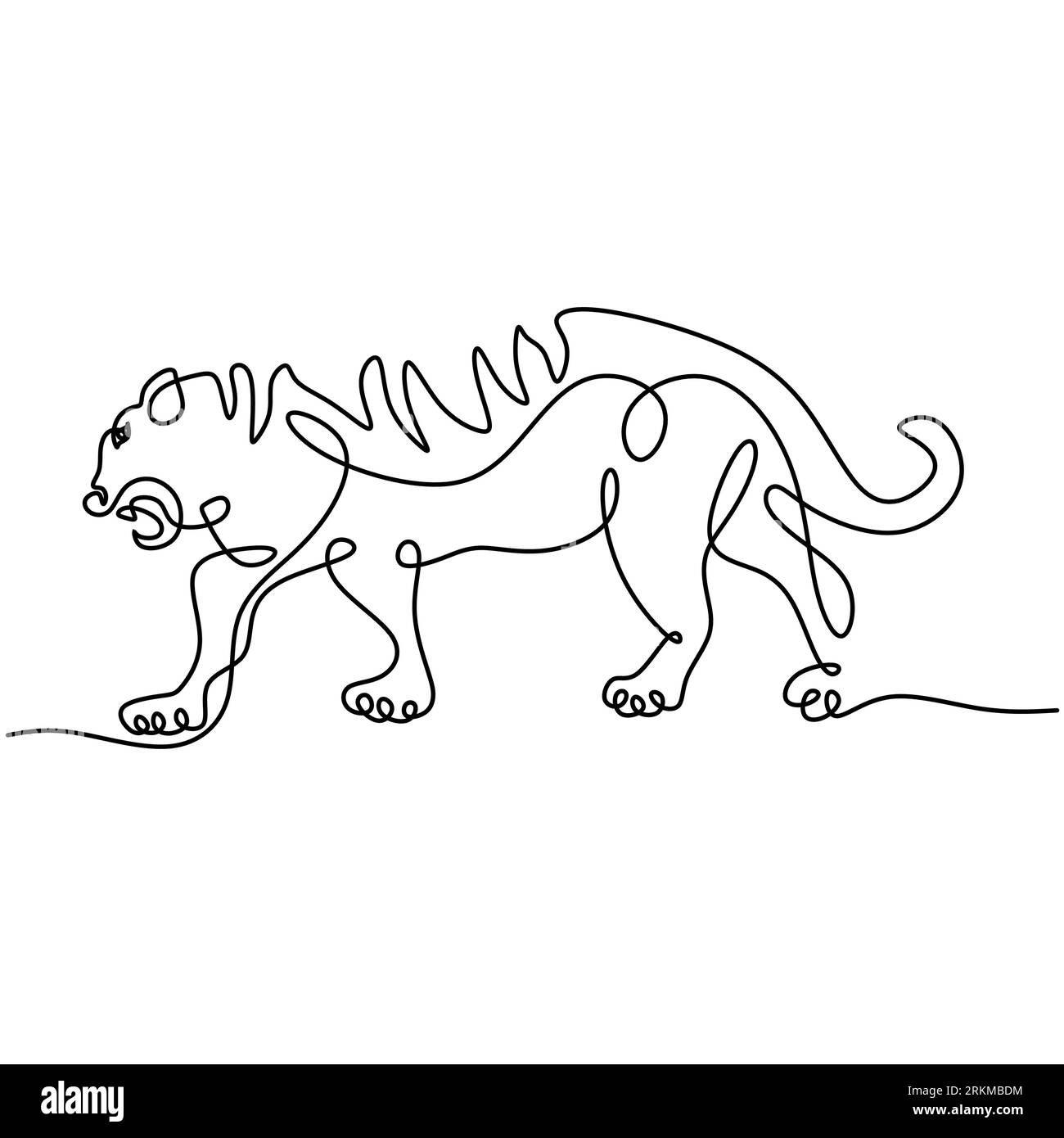 Continuous one line drawing of Tiger sneaking Stock Vector Image & Art ...