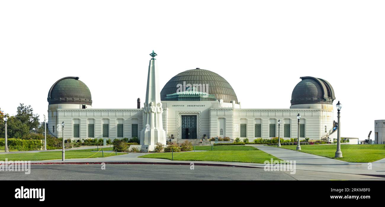 Griffith Observatory isolated on white background, Los Angeles ...