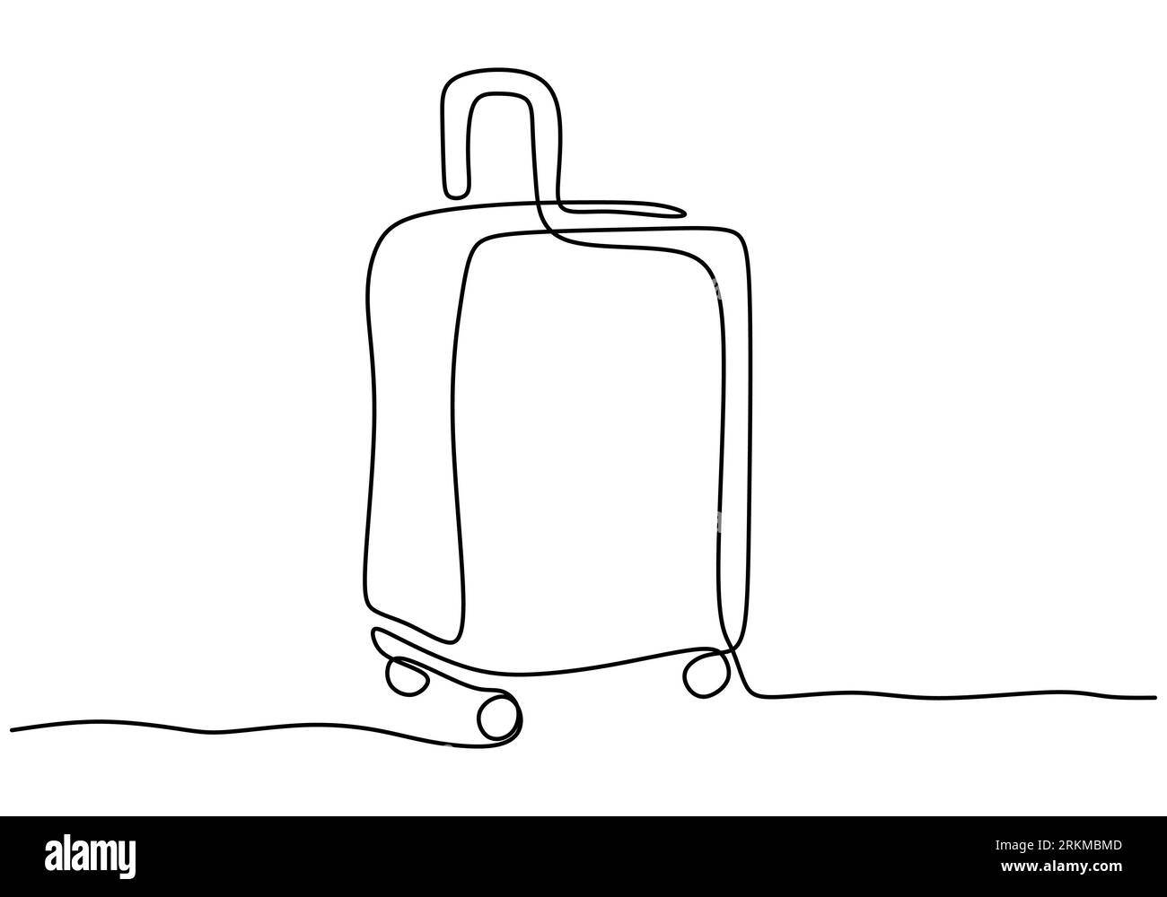 Continuous one line of a travel bag luggage stroller isolated on white ...