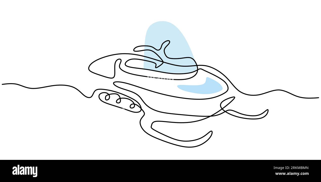 Continuous one line of snowmobile snow bike isolated on white ...