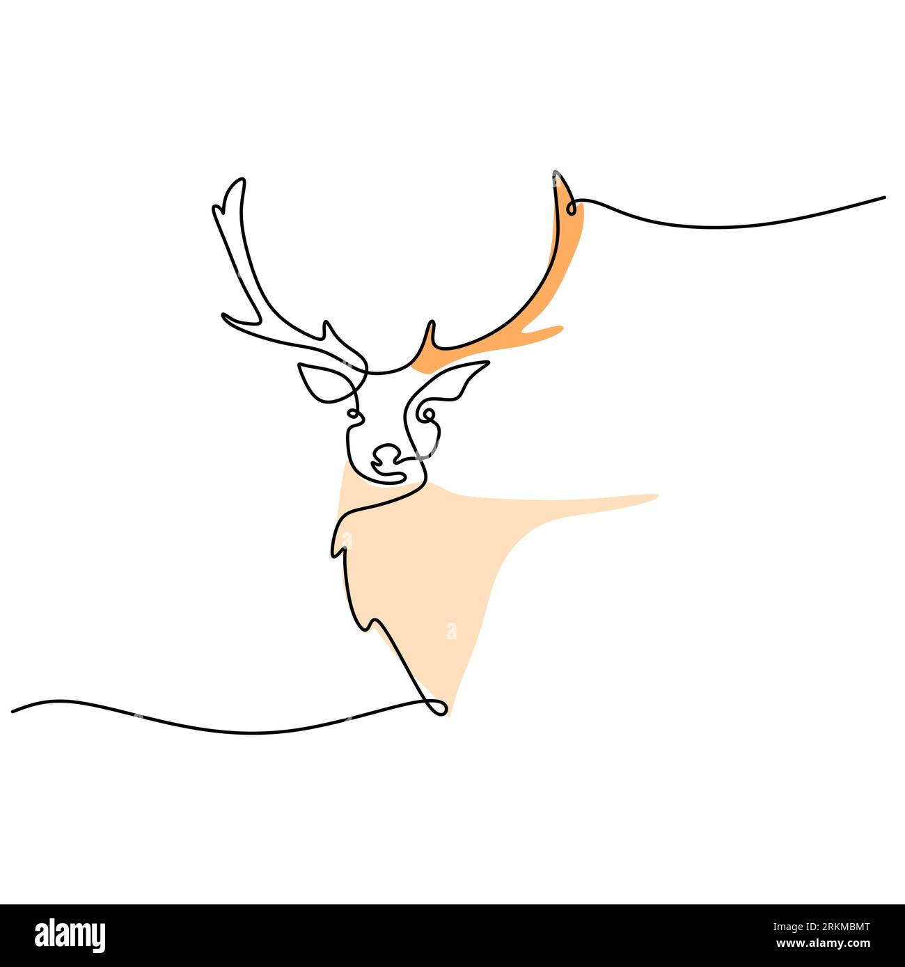 Continuous one line of abstract deer poster for wallpaper isolated on ...
