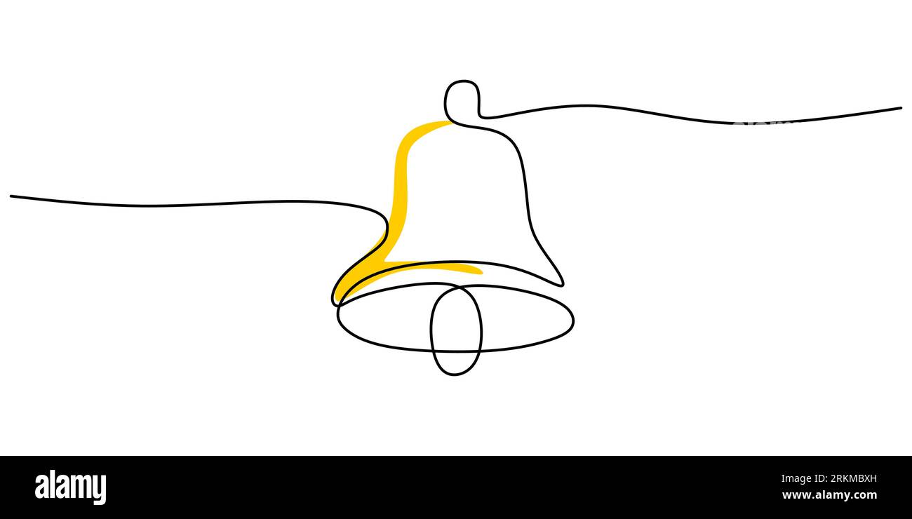 Continuous one single line of hanging christmas bell isolated on white ...