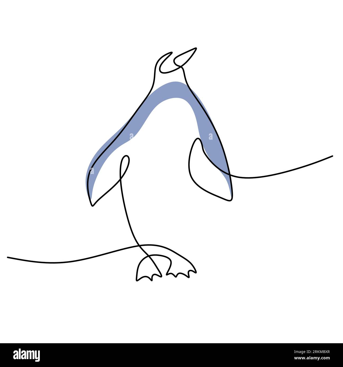Continuous one line of abstract funny penguin walking poster for ...