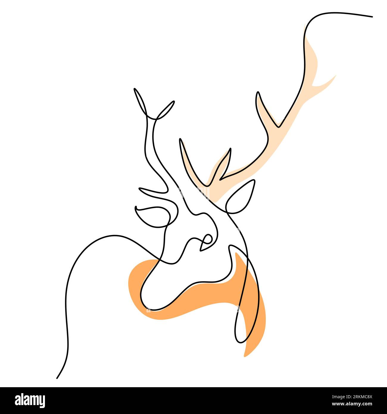 Continuous one line of abstract deer head poster for wallpaper isolated ...
