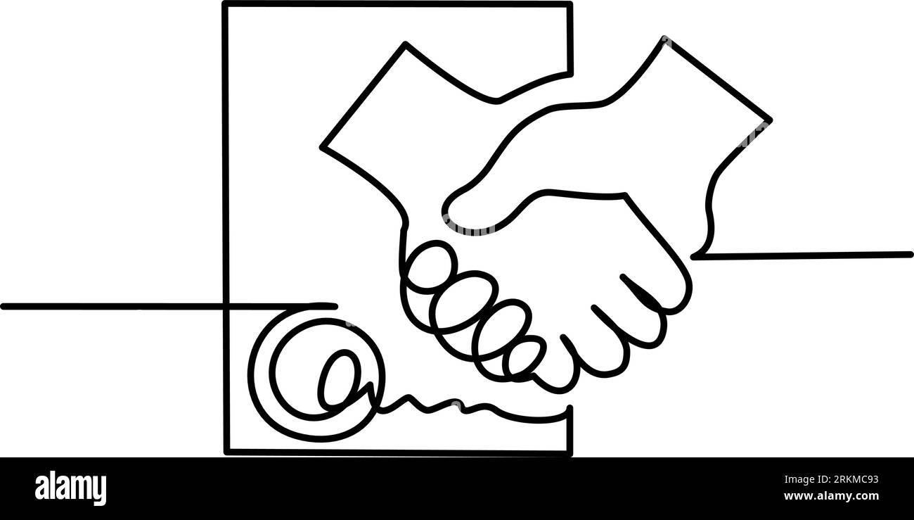 Handshake contract line icon. International agreement concept with ...